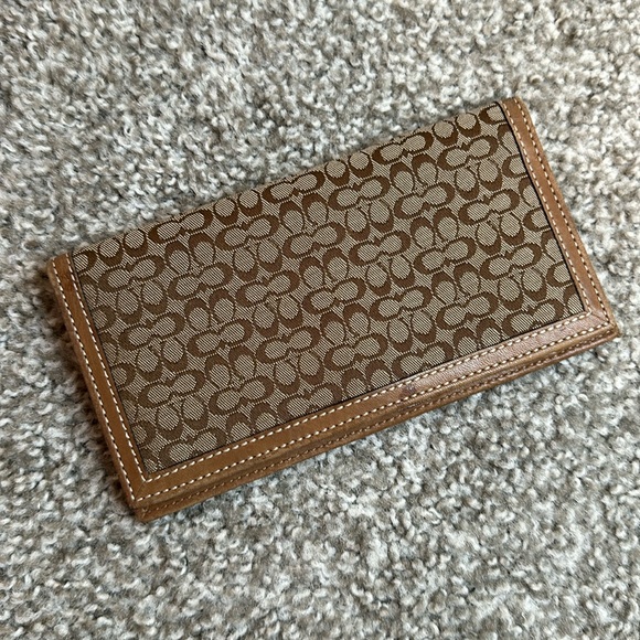 Coach | Bags | Coach Checkbook Insert Monogram Signature Canvas Tan ...